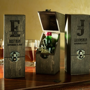 Personalized Groomsman Mini Alcohol Box: Engraved Bachelor Party Gift ...