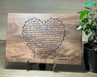 Wedding Song Lyrics Engraved, Wooden Anniversary Gift, First Dance ...