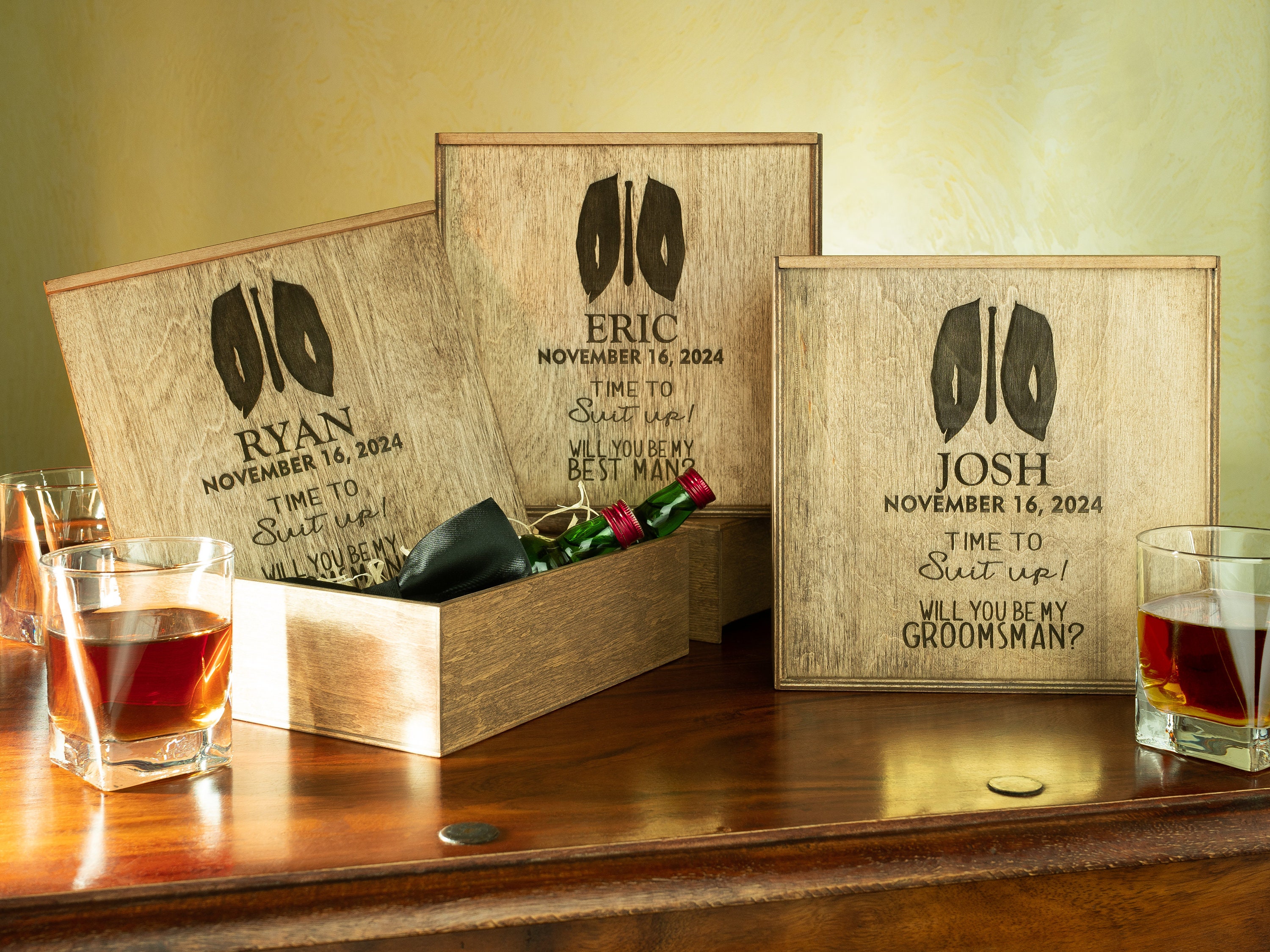 Engraved Wooden Proposal Box: Groomsmen Gift Box - Etsy