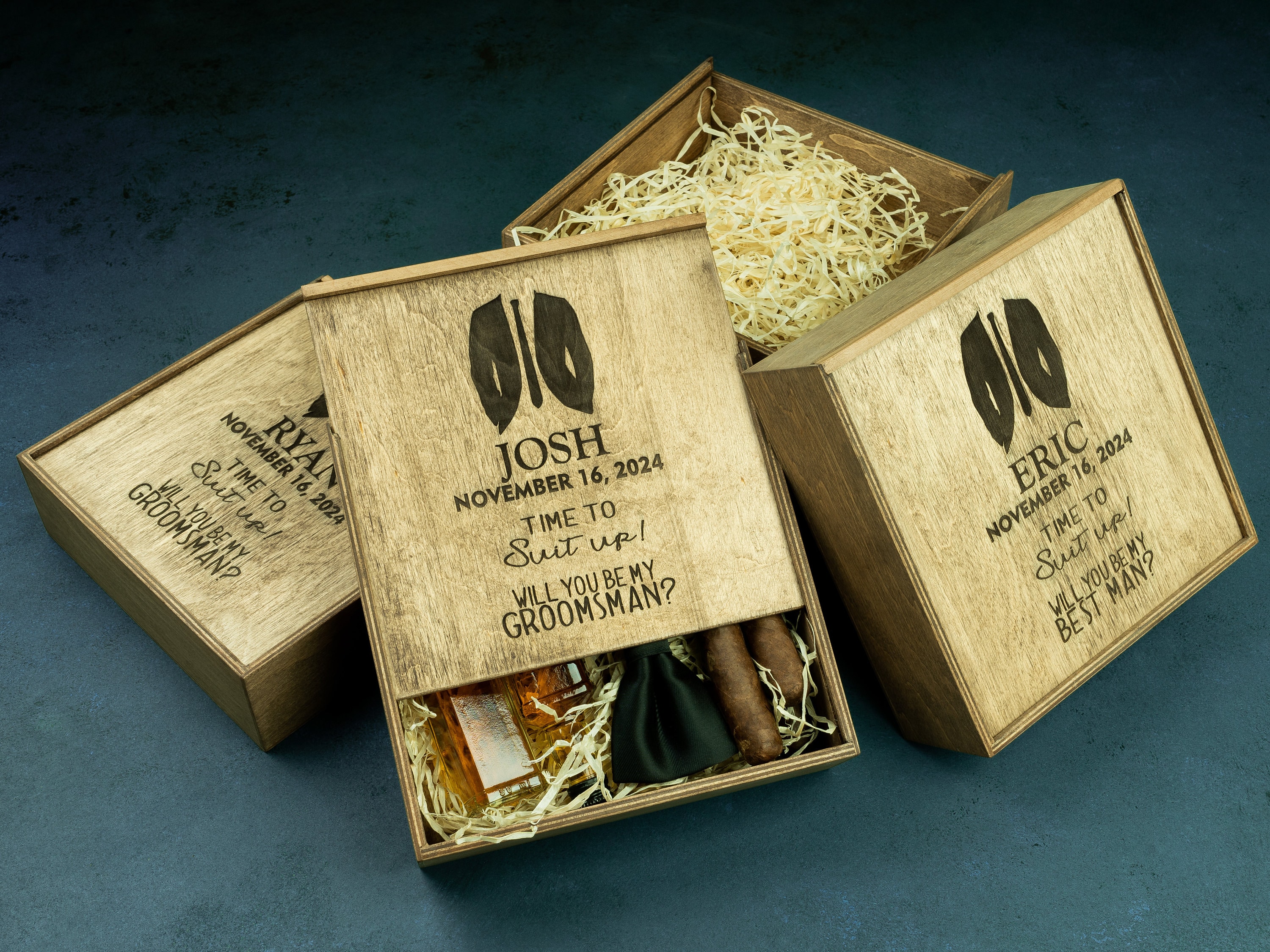 Engraved Wooden Proposal Box: Groomsmen Gift Box - Etsy