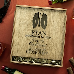 Engraved Wooden Proposal Box: Groomsmen Gift Box - Etsy