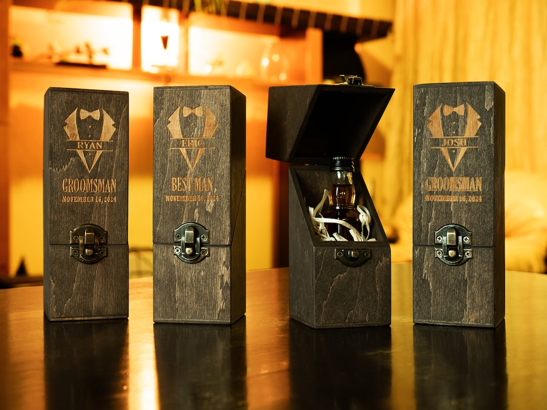 Personalized Wooden Alcohol Gift Box: Groomsmen Proposal - Etsy