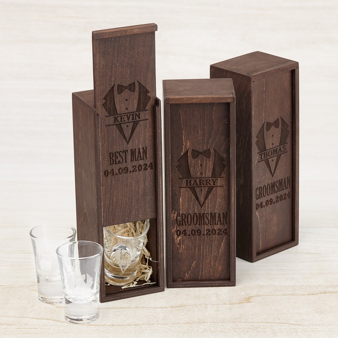 Personalized Groomsmen Gift Box: Shot Glass Wedding Favors - Etsy