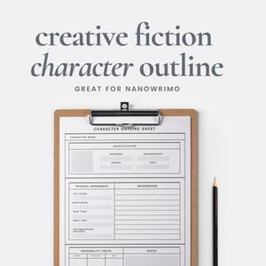 Creative Fiction Character Outline Sheet Printable PDF Instant Download ...