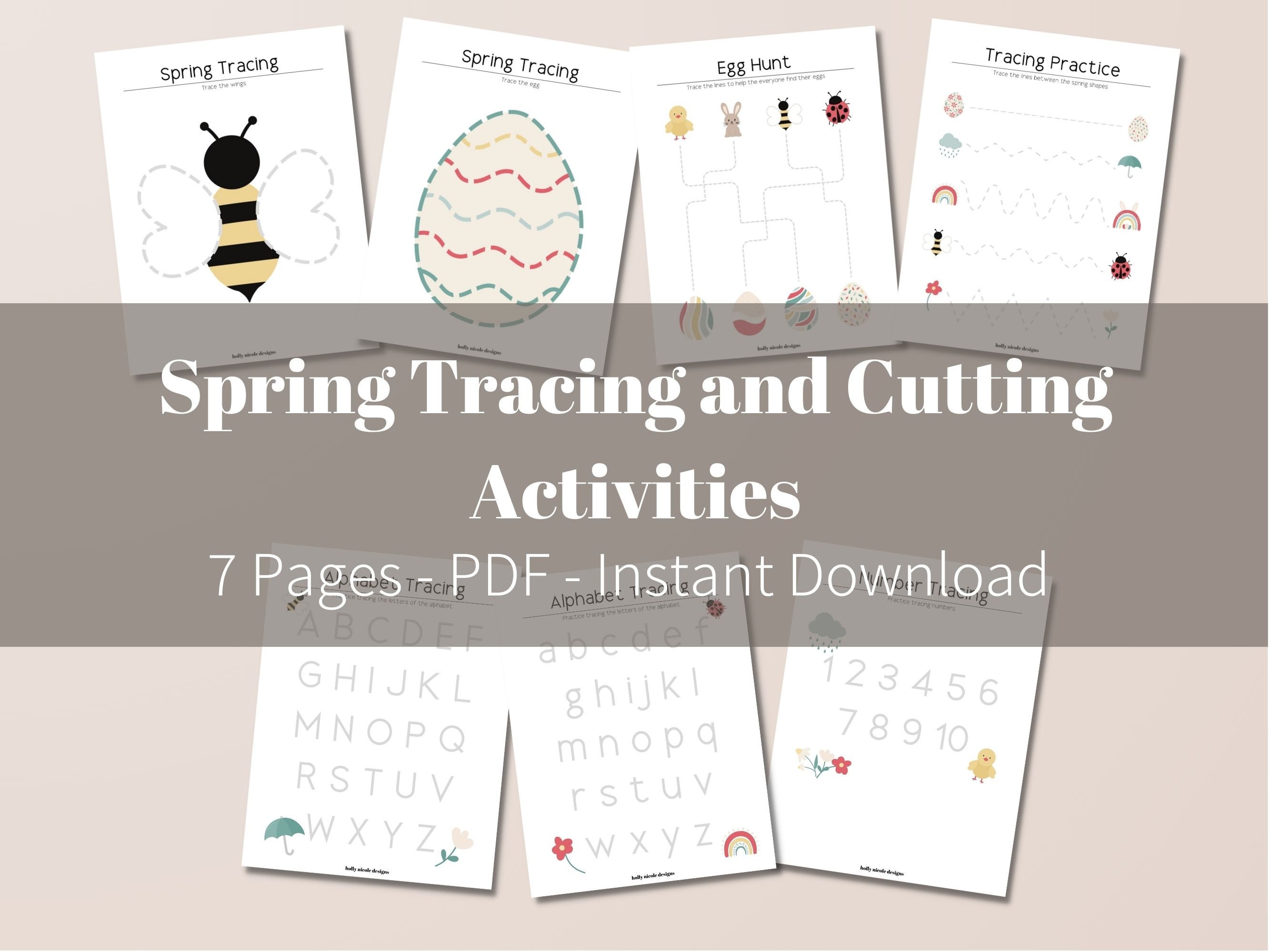Spring Tracing and Cutting Printable - Etsy