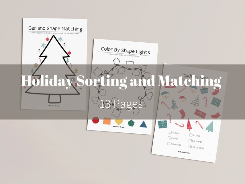 Holiday Sorting and Matching Activities Printable - Etsy