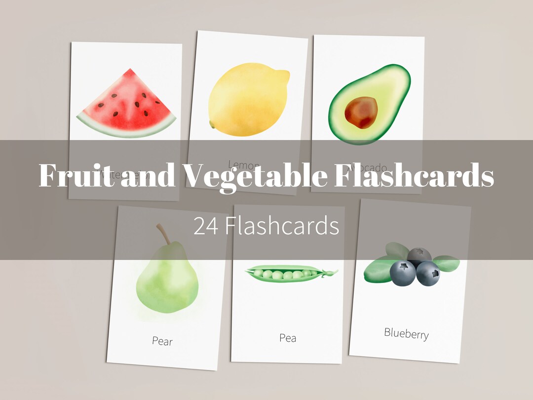 Fruit and Vegetable Toddler Flashcards Printable - Etsy