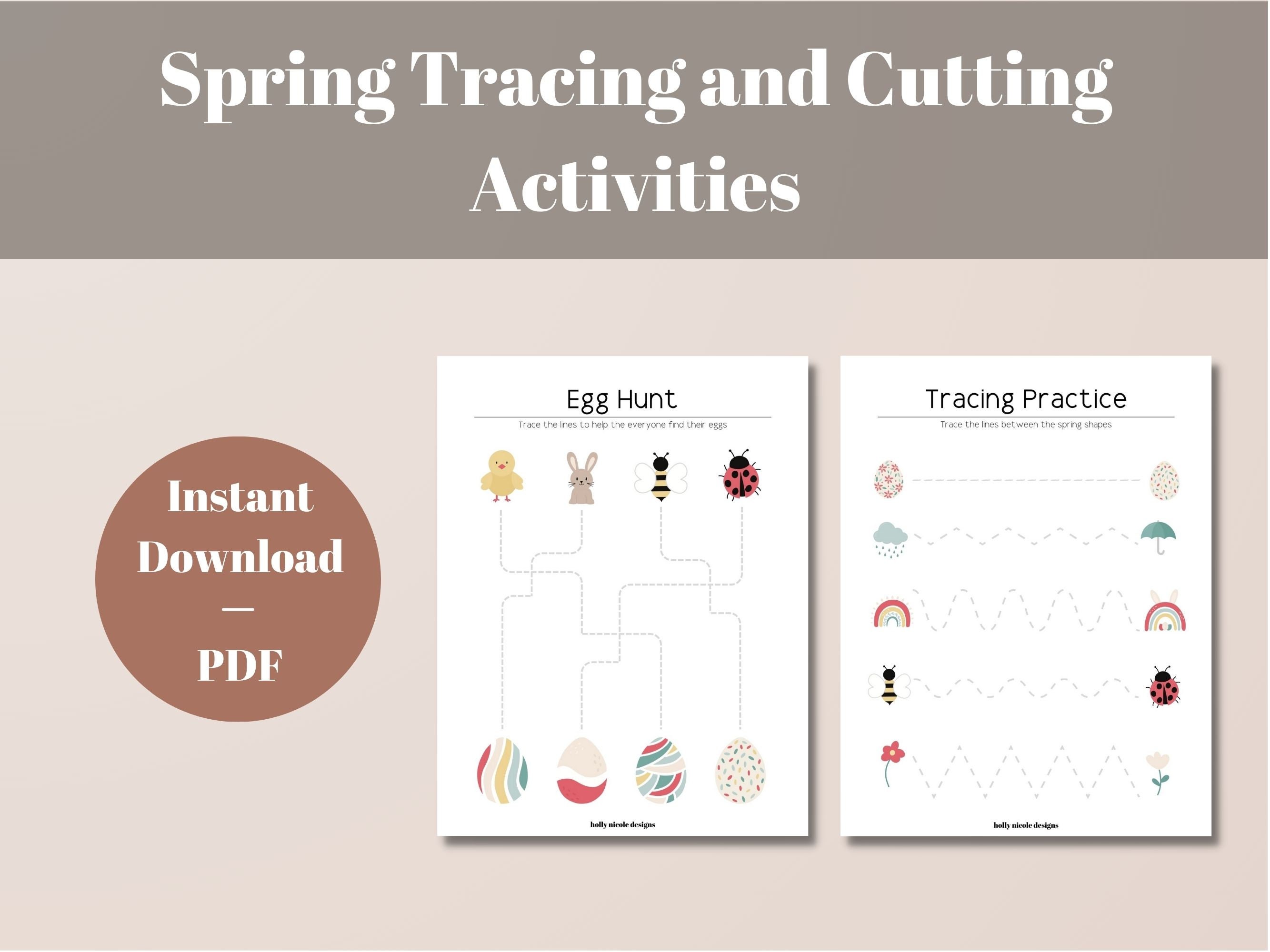 Spring Tracing and Cutting Printable - Etsy