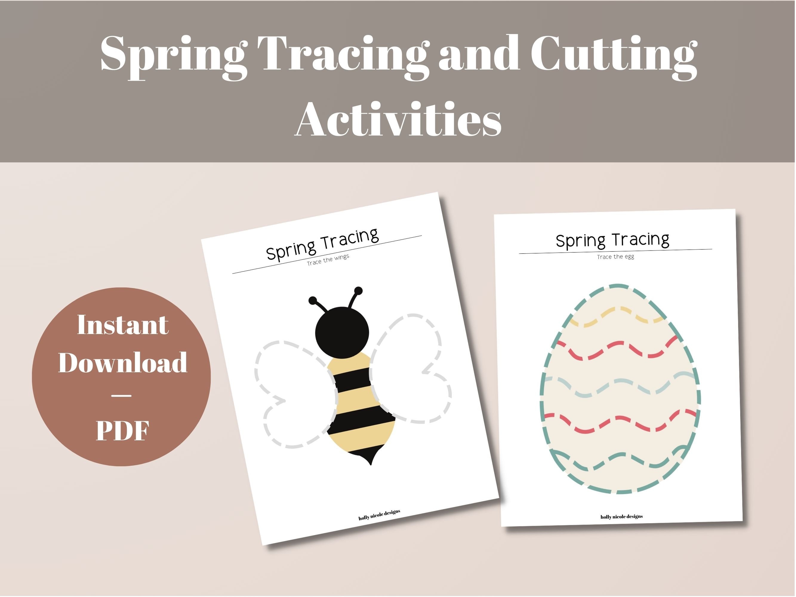 Spring Tracing and Cutting Printable - Etsy