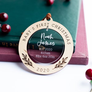 Baby's First Christmas With Birth Stats Laser Engraved - Etsy