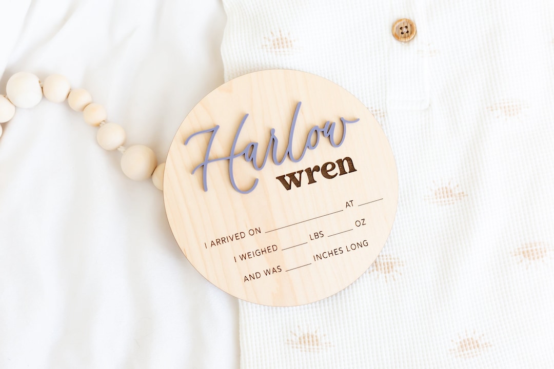Birth Announcement Sign 3D Acrylic Baby Name Newborn Birth Stat Sign ...