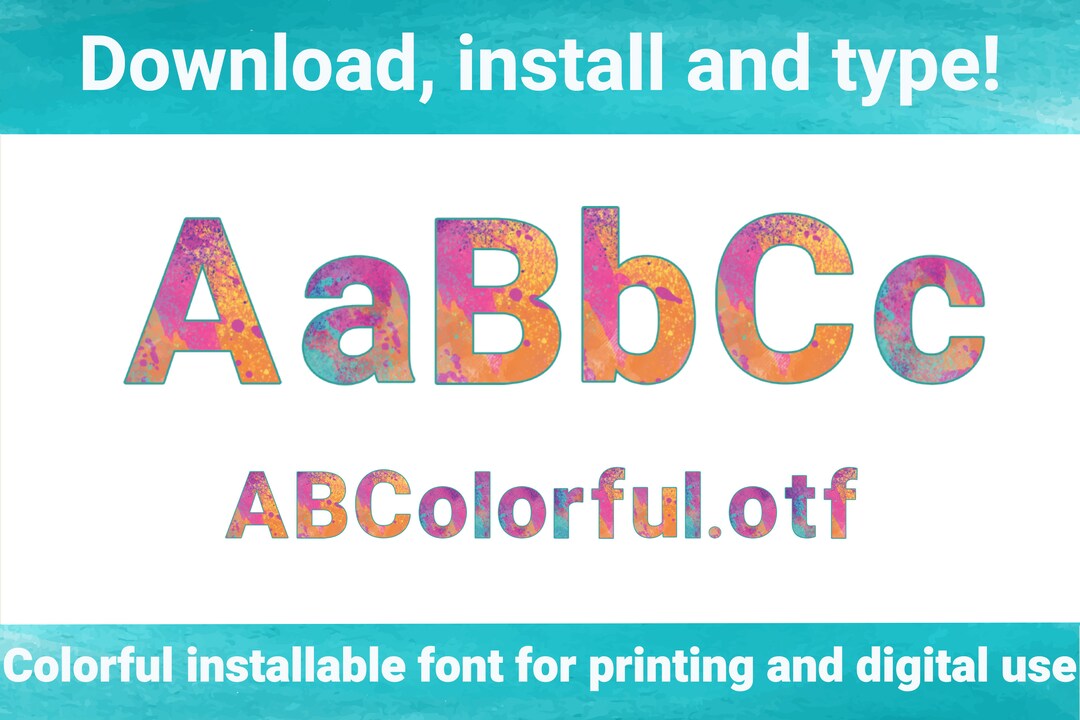 TTF/OTF, Colorful Letters True Type Font, True Type Font, Installable ...