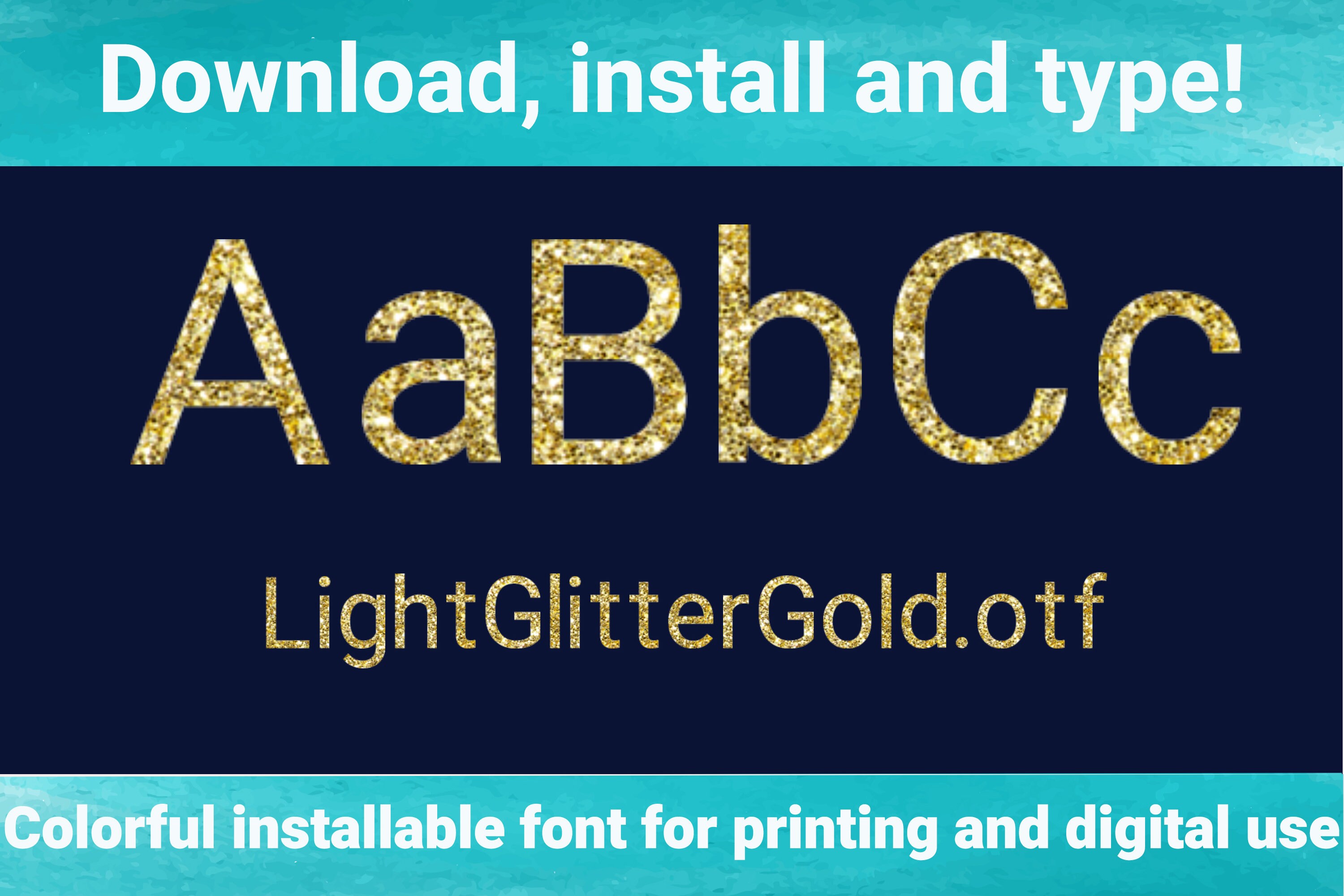 TTF/OTF, Glitter Gold True Type Font, Gold Font, Sublimation Glitter ...