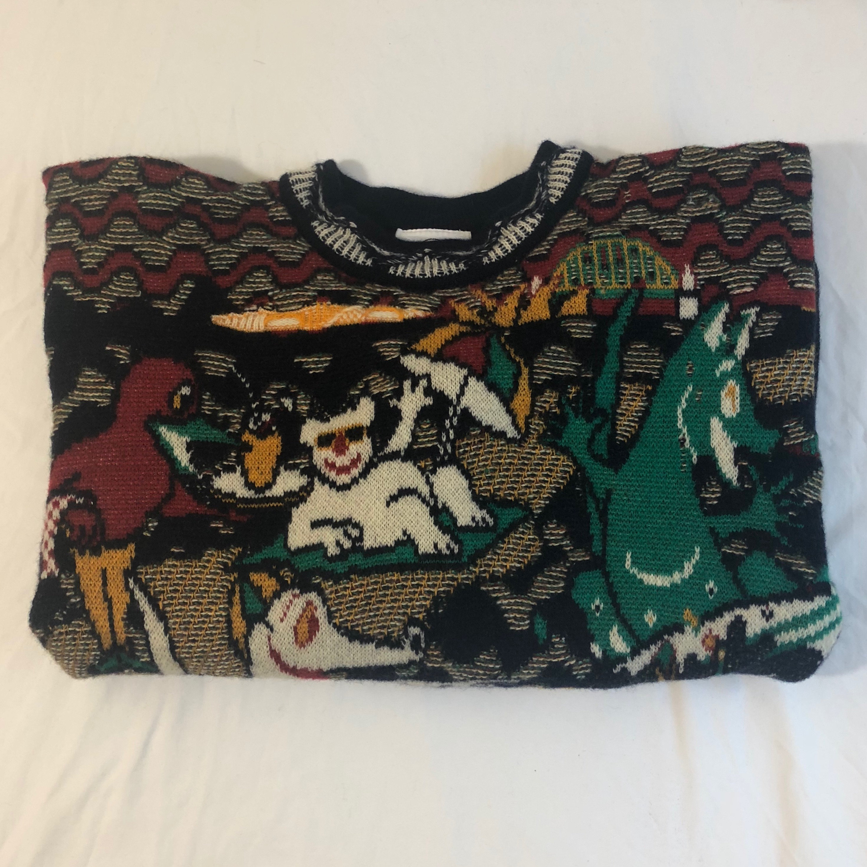 Vintage Cuggi Colorful "animals of Australia" Long Sleeve Sweater Sz L ...