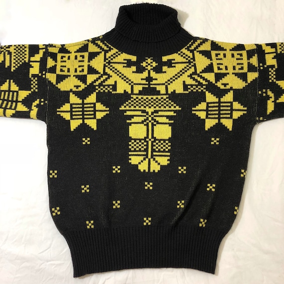 Vintage Amita Black & Yellow Wool Long Sleeve Sweater… - Gem