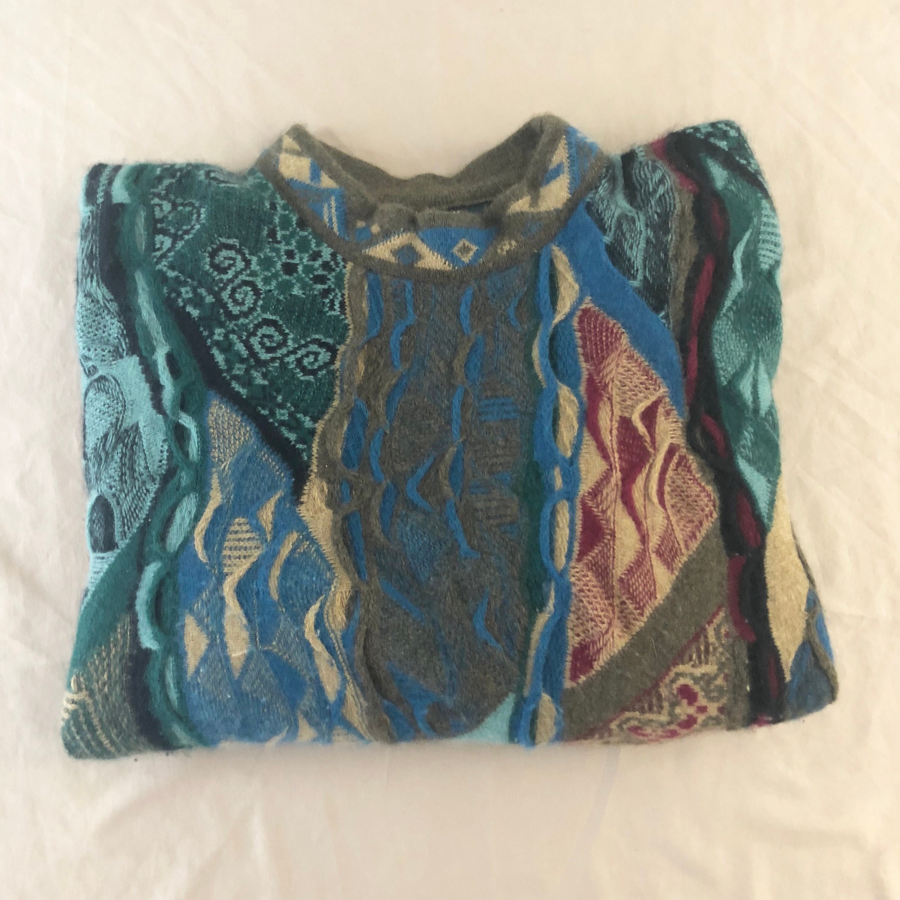 Vintage Mens Coogi Colorful Pattern Long Sleeve Wool Sweater | Etsy