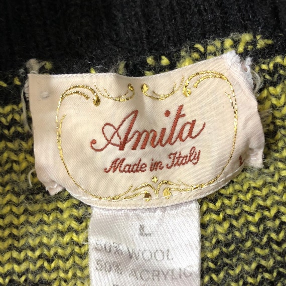 Vintage Amita Black & Yellow Wool Long Sleeve Sweater… - Gem