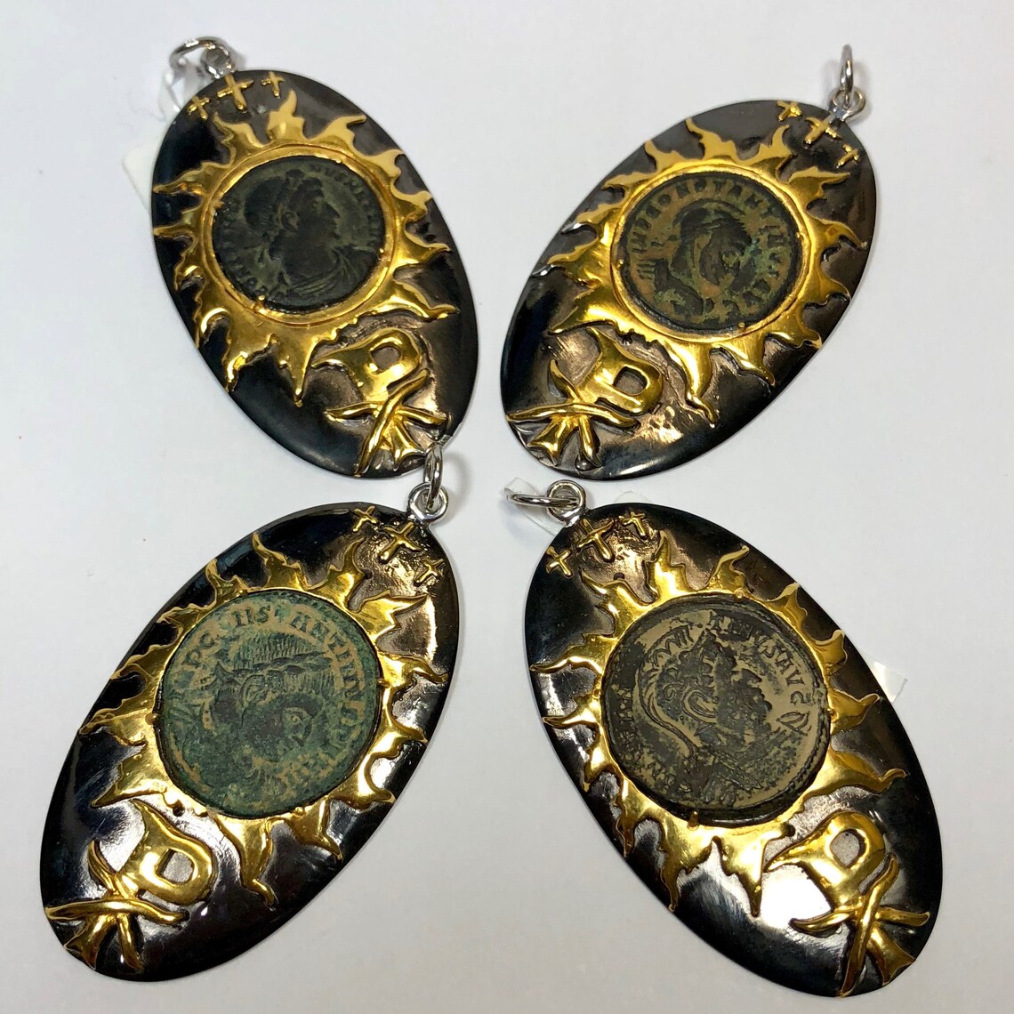 Ancient Roman constantine the Great Coin Shield Pendant Vermeil & Black ...