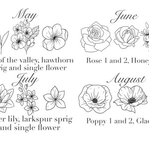 Bespoke Birth Flower Tattoo With Names SVG Design Unique Floral Logo - Etsy