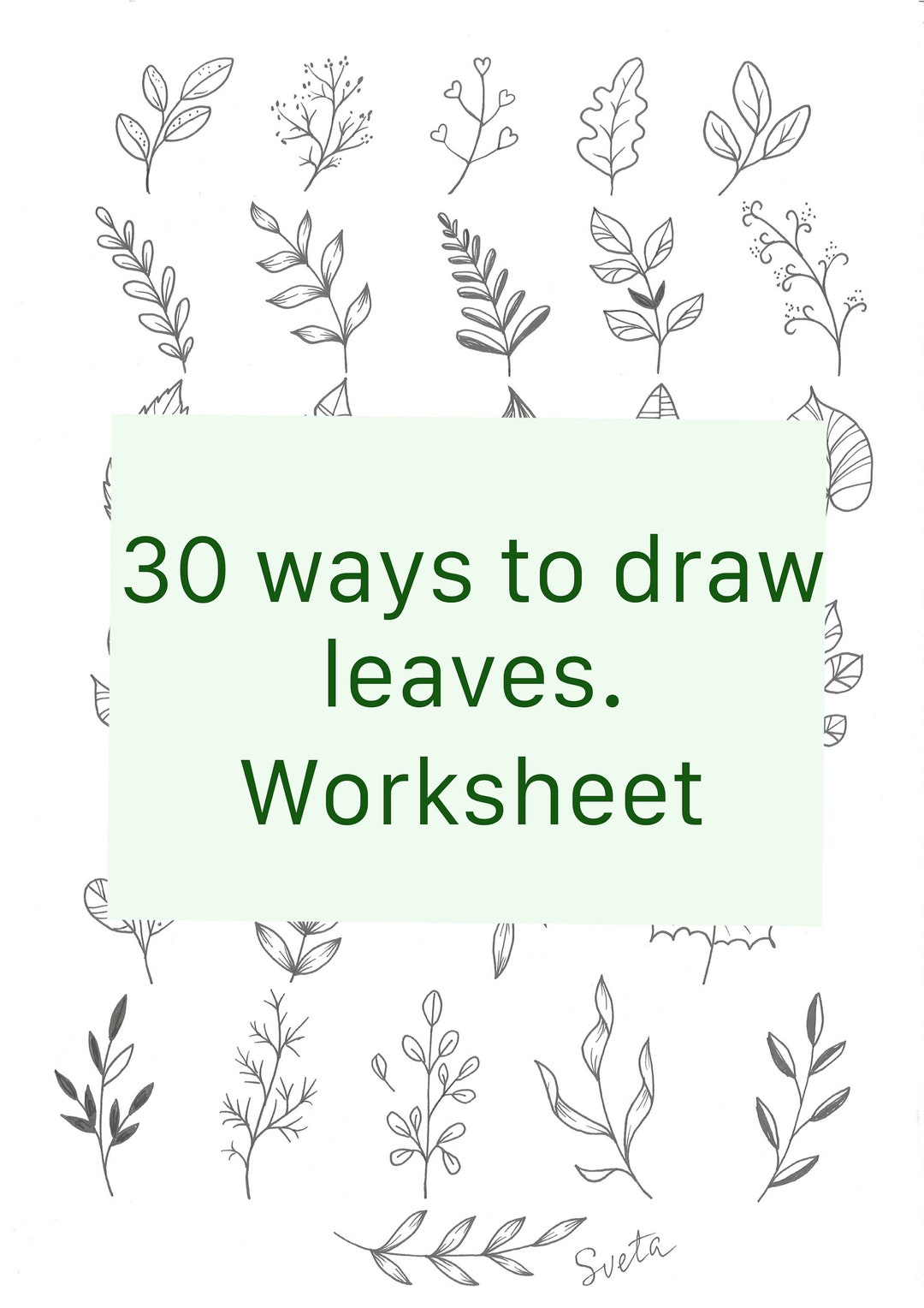 30 Ways to Draw Leaves/ Printable Worksheets - Etsy