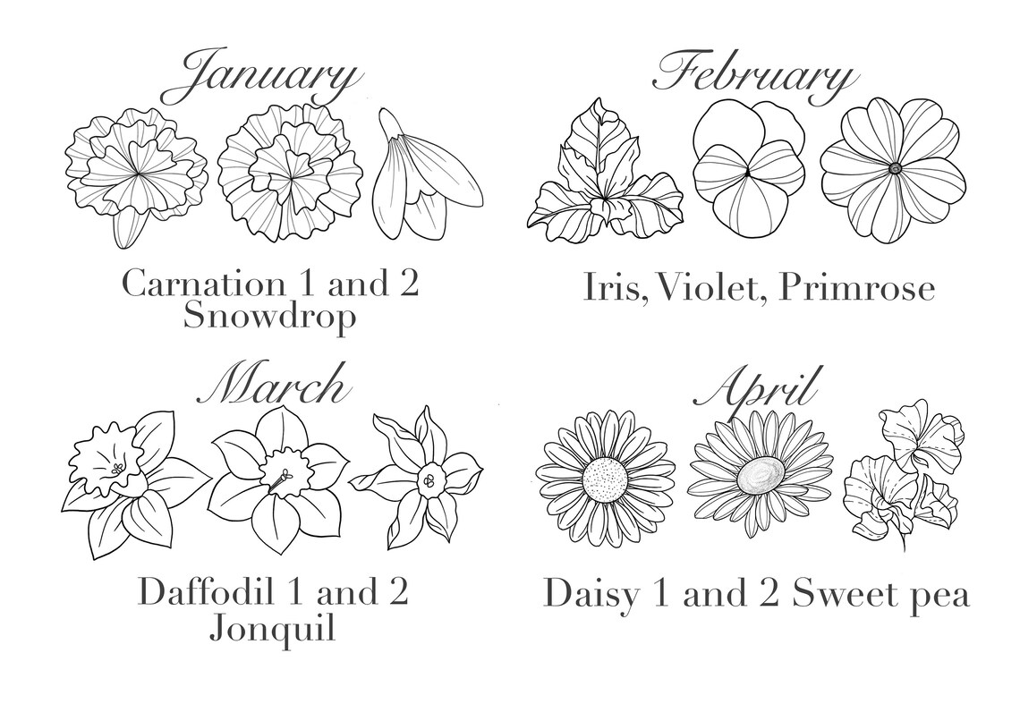 Custom Names Birth Flower Bouquet/ Birth Month Flower/ Flower - Etsy ...