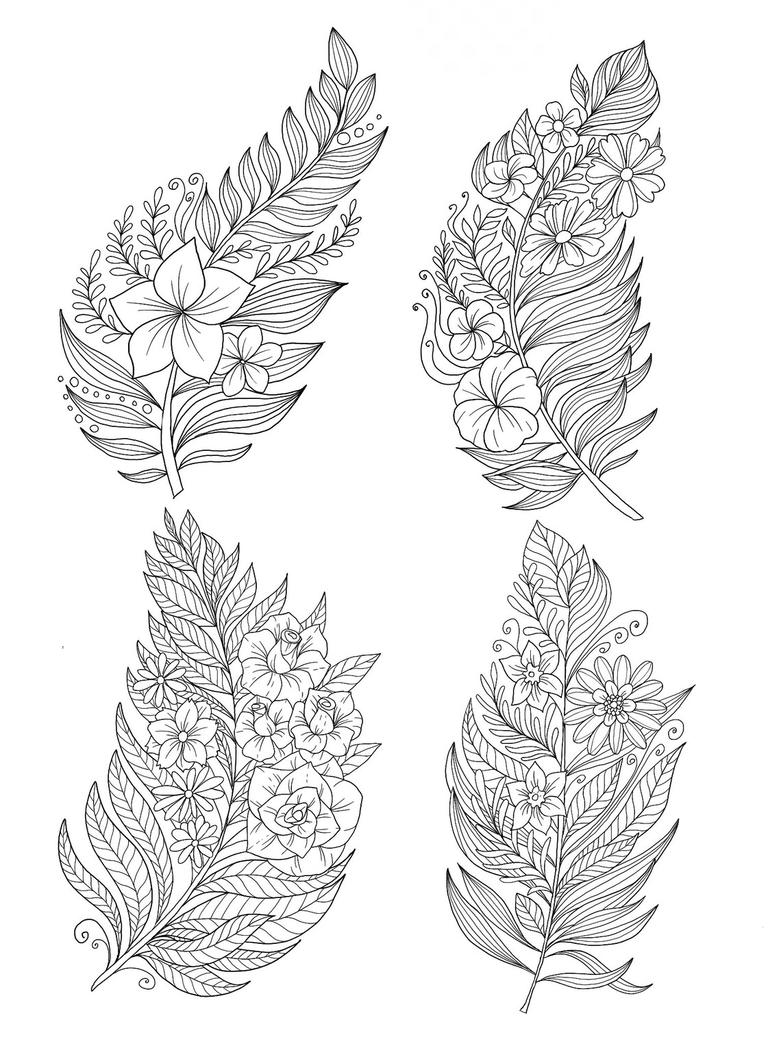 Colouring Pages Set of 3 Pages Printable Flowers Butterfly - Etsy