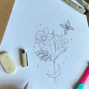 Дизайн татуировки Рождение цветок FLASH - Etsy