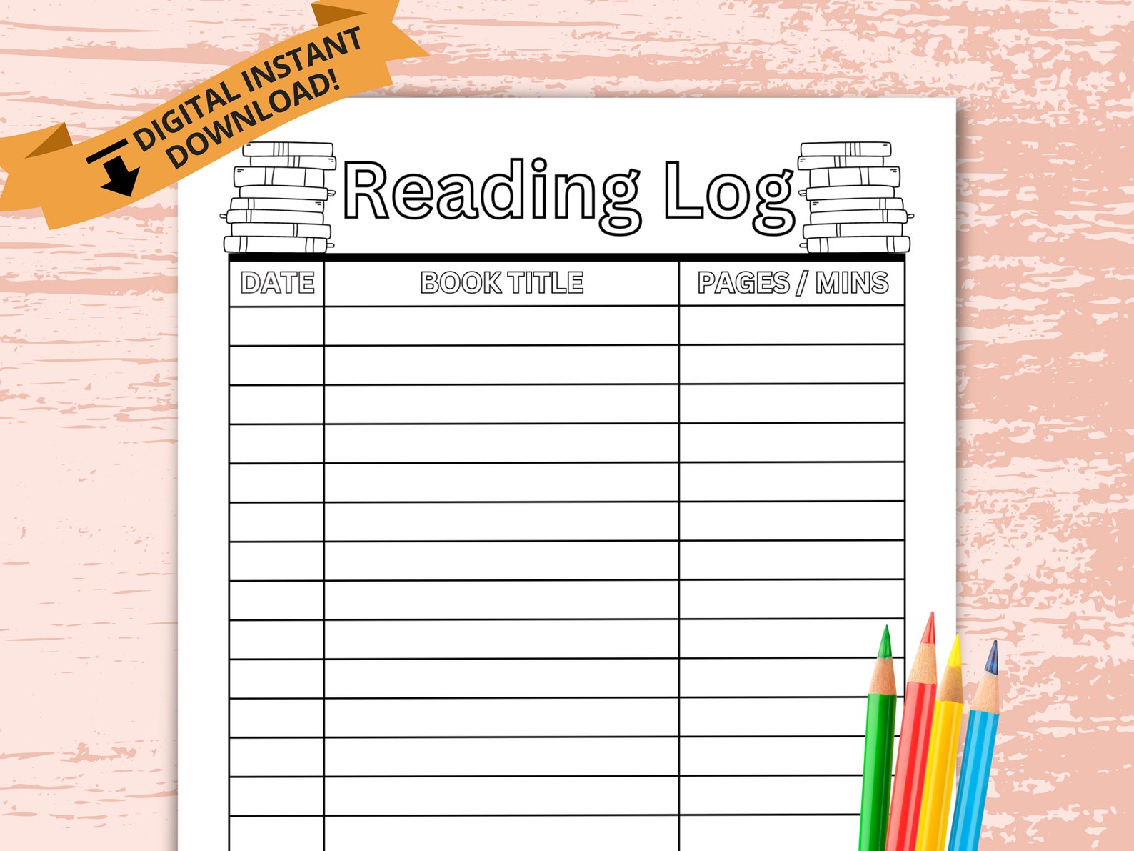 Kids Reading Log Printable, Printable Reading Log for Kids, Reading Log ...