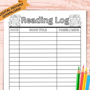 Kids Reading Log Printable: Reading Incentive Chart (digital Download ...