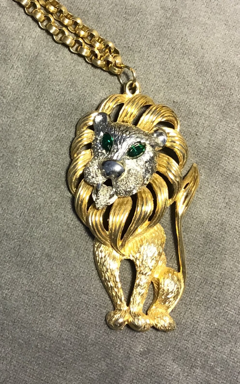Large Lion Pendant and Chain - Etsy