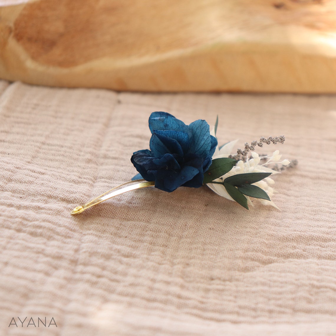 Hair Clip MILA Style Clip Clap in Dried and Preserved Blue Flowers for ...