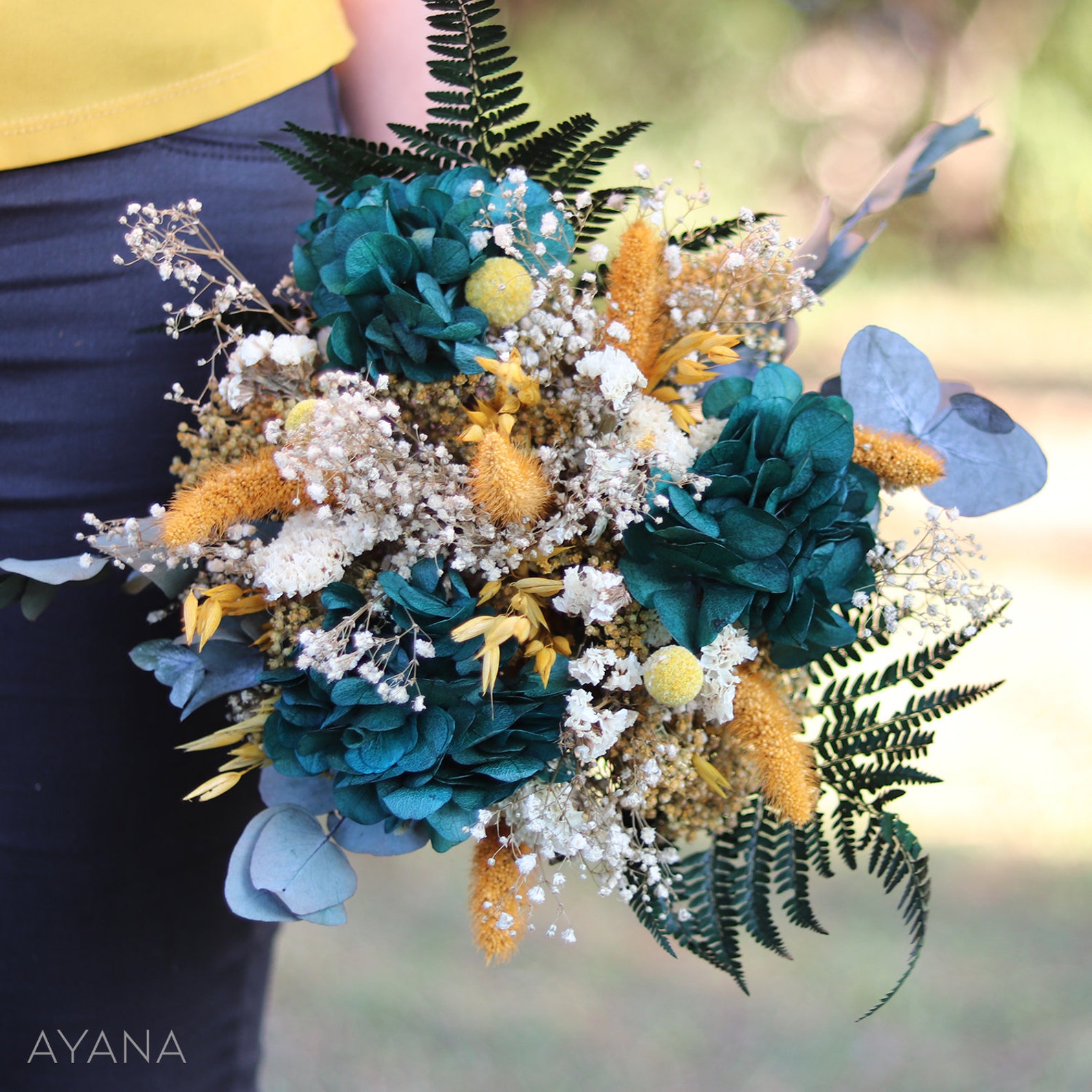 Bouquet Preserved Flowers TRINIDAD Trendy Decoration in Emerald Green ...