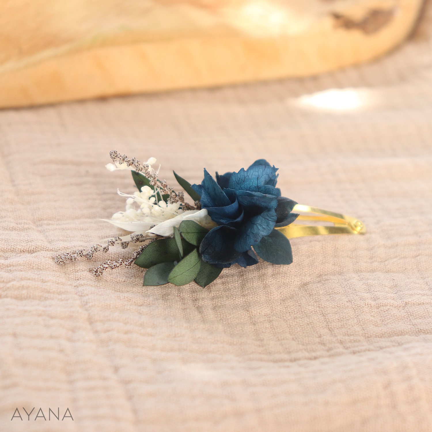 Hair Clip MILA Style Clip Clap in Dried and Preserved Blue Flowers for ...