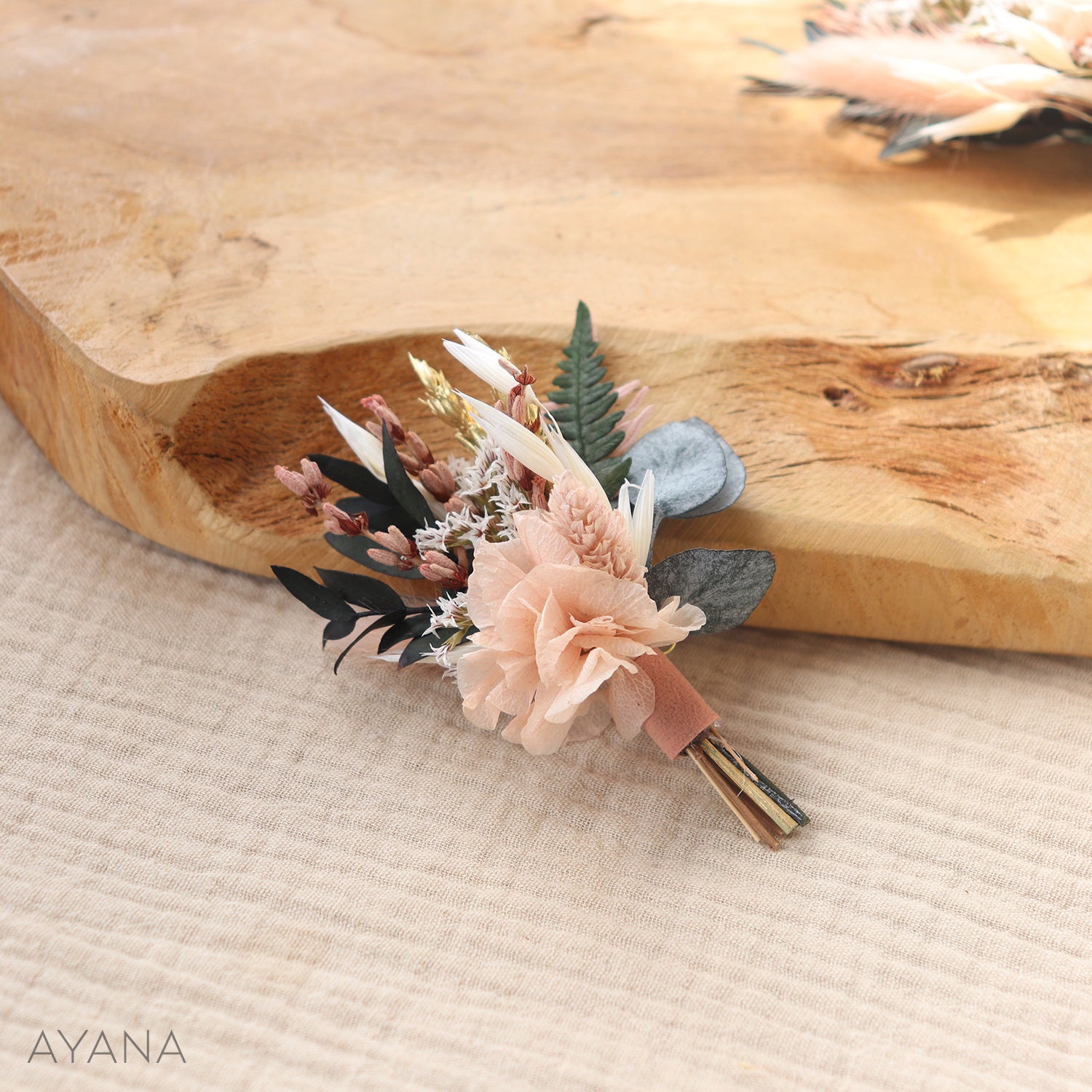 Buttonhole CHARME Preserved Pale Pink Hydrangea for Spring Wedding ...