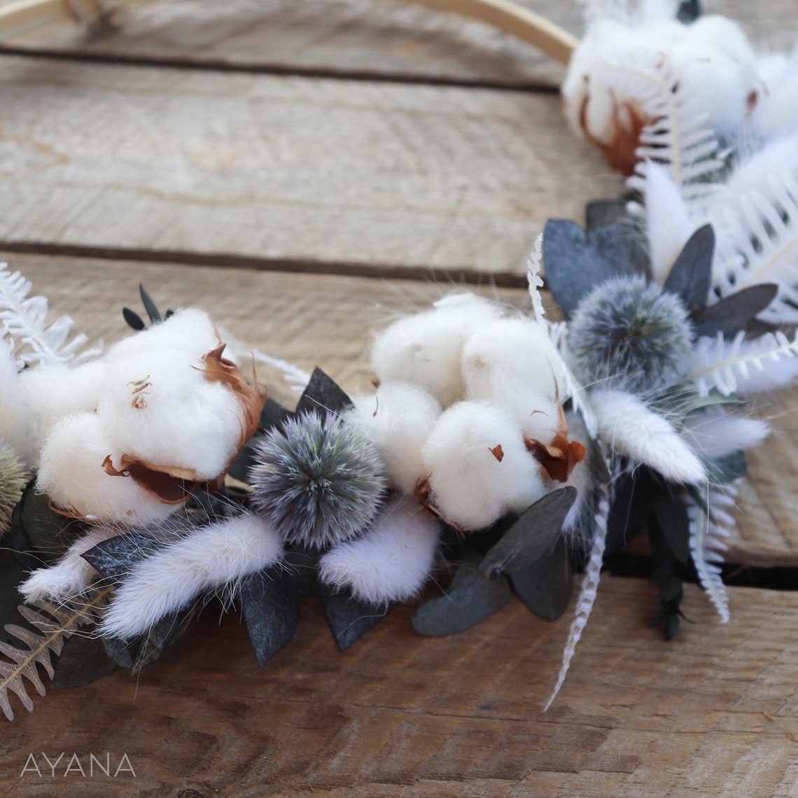 Decorative Circle "cotton White" Dried Flower, 2nd Wedding Anniversary ...