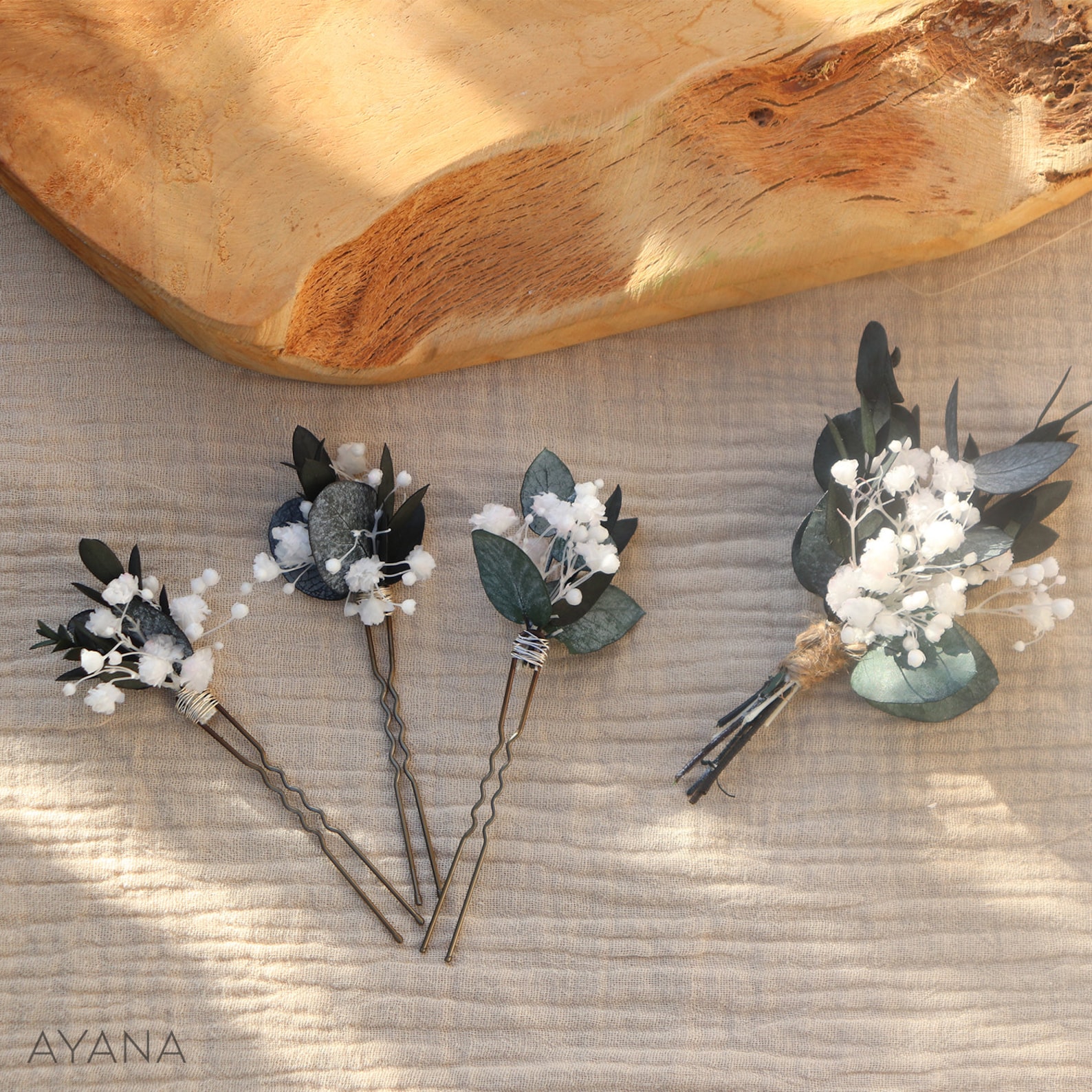 Buttonhole LEGERETE for Groom in White and Green Preserved Flowers Boho ...