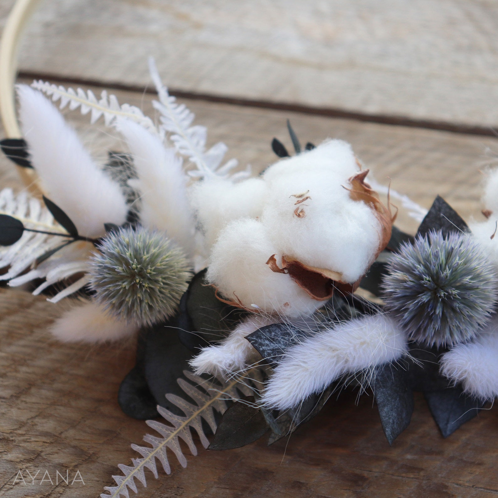 Decorative Circle "cotton White" Dried Flower, 2nd Wedding Anniversary ...