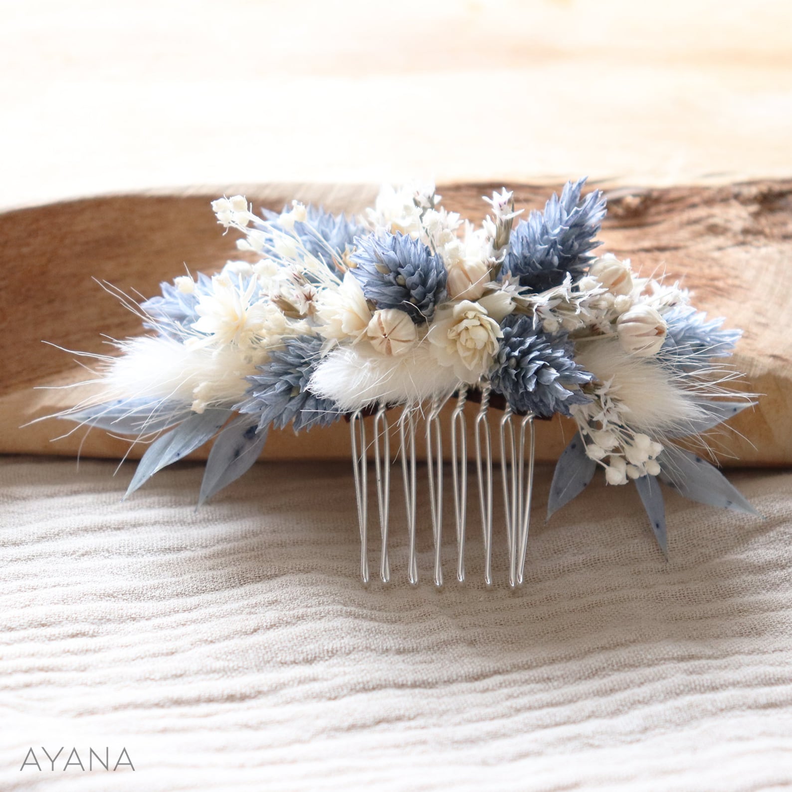 Combs OCEANE Dried and Preserved Dusty Blue Flowers for Boho - Etsy