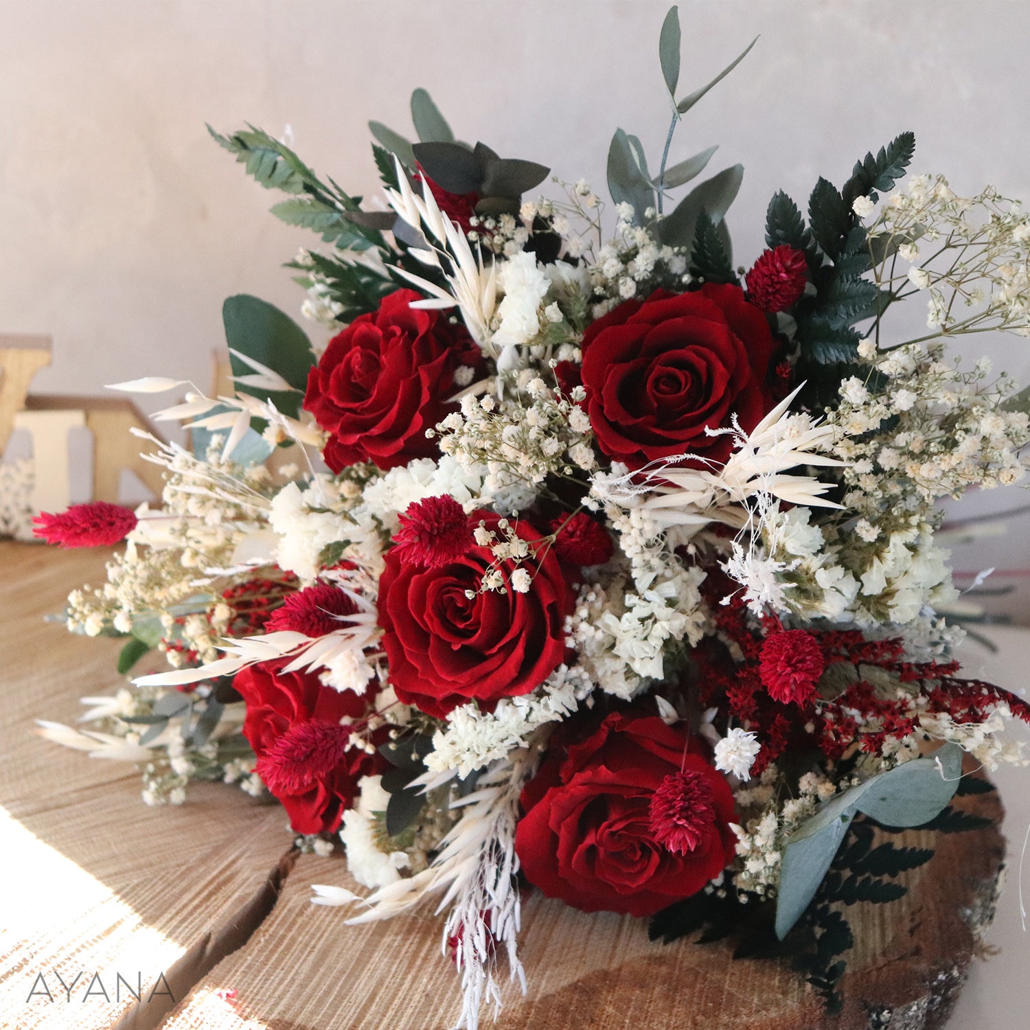 Bouquet VERONE Red Eternal Roses Eco-responsible Gift - Etsy