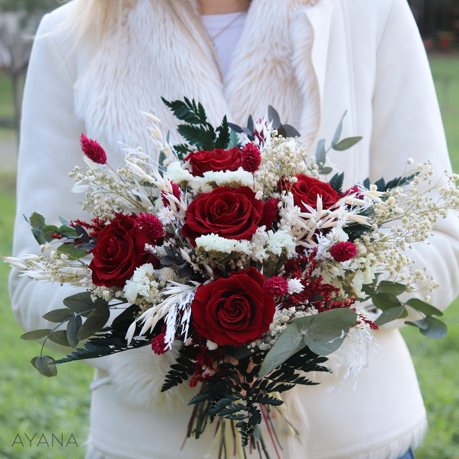 Bouquet VERONE Red Eternal Roses Eco-responsible Gift - Etsy