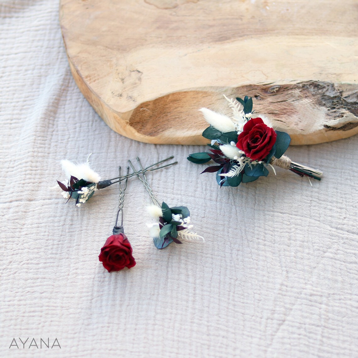 Buttonhole NOCTAMBULE Boho Chic Pampas Accessory With Burgundy ...