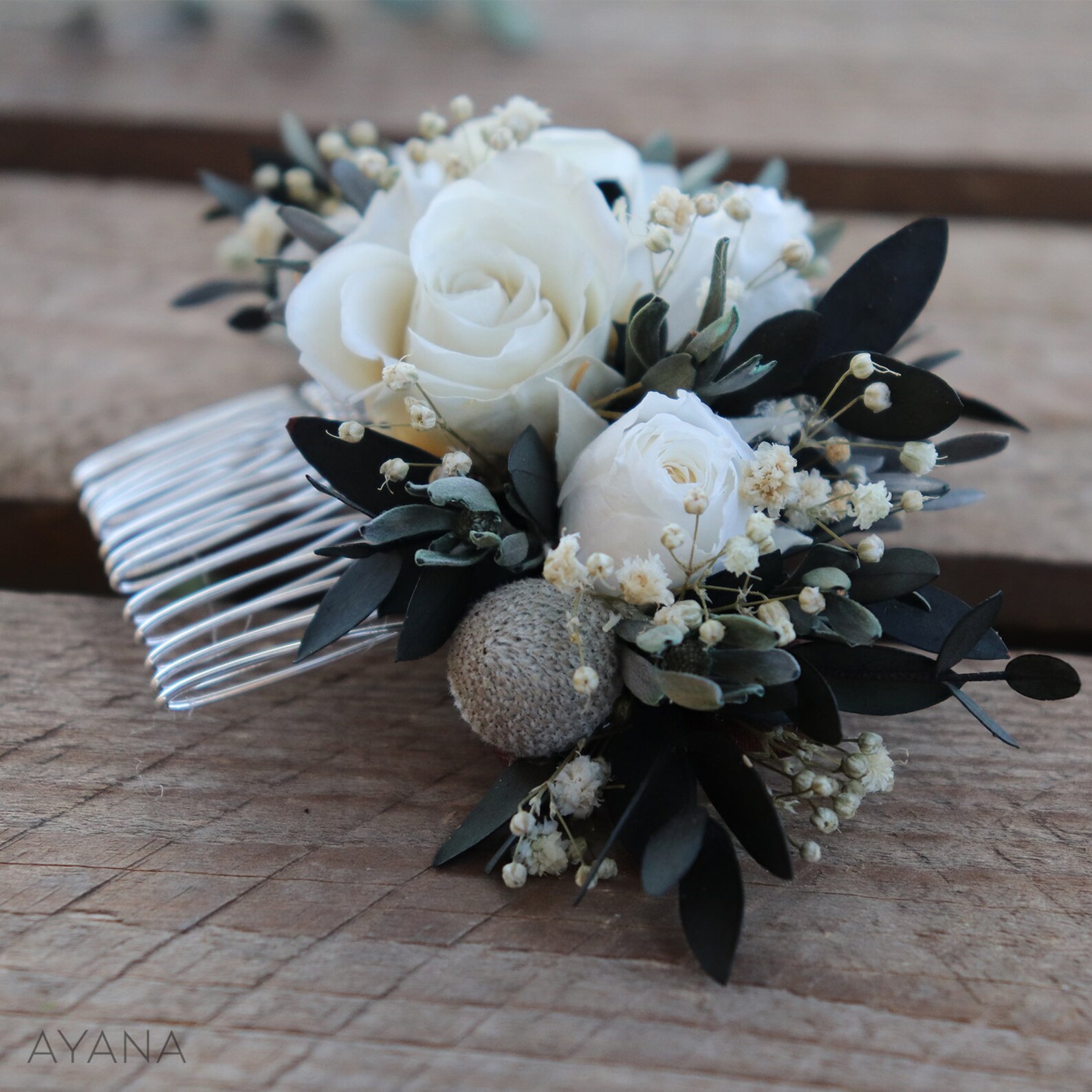 Hair Comb MILLIE Natural Preserved Flowers Wedding Hair - Etsy