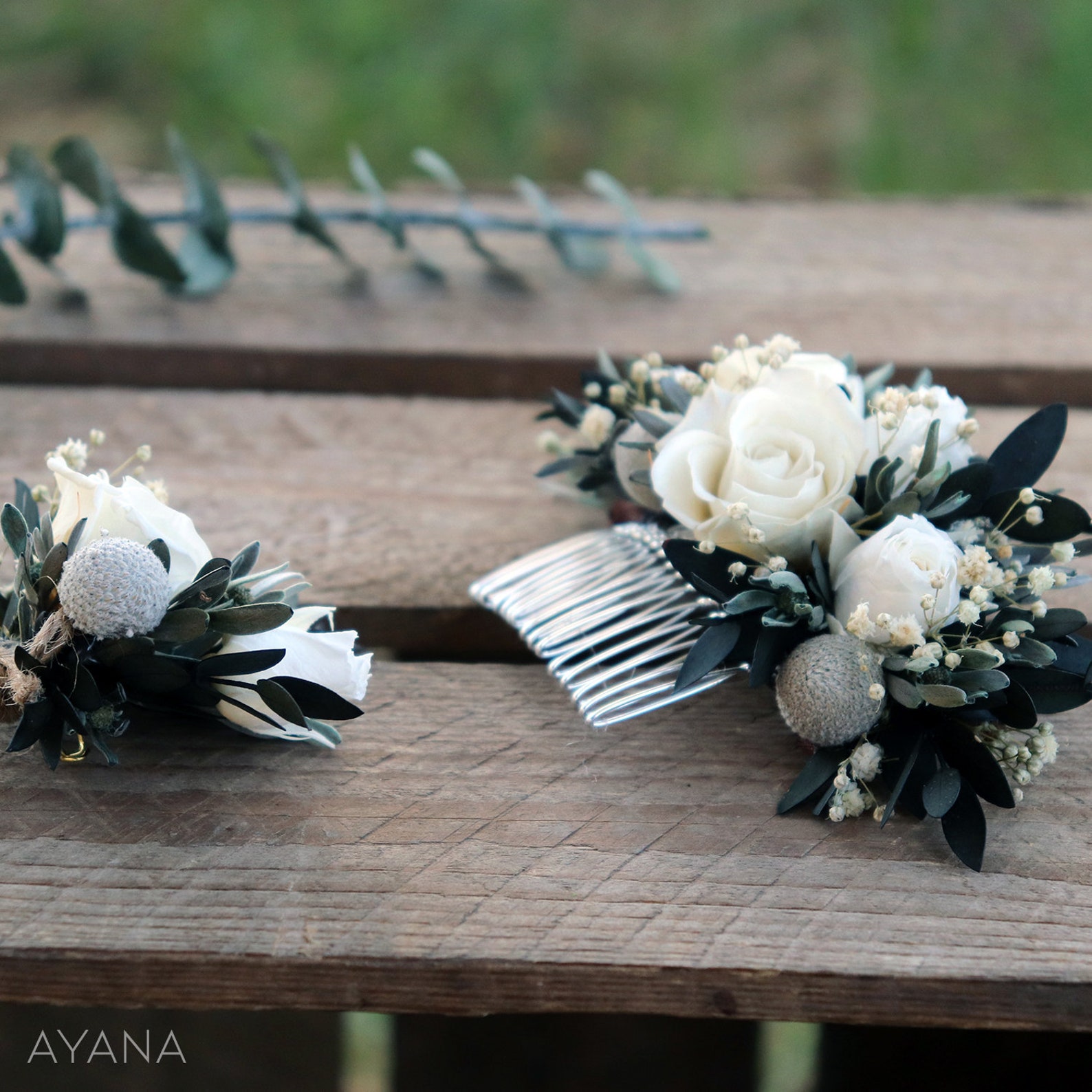 Hair Comb MILLIE Natural Preserved Flowers Wedding Hair - Etsy