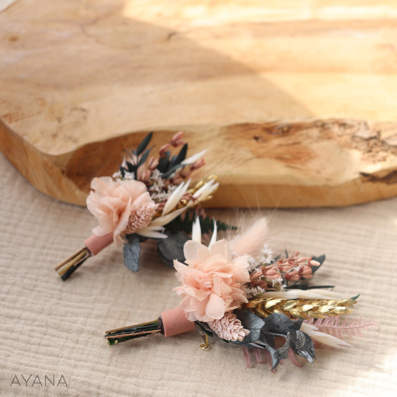 Buttonhole CHARME Preserved Pale Pink Hydrangea for Spring Wedding ...
