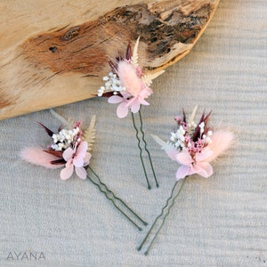 Hair Combs ELEANOR Dried and Preserved Flower Pastel Pink and ...