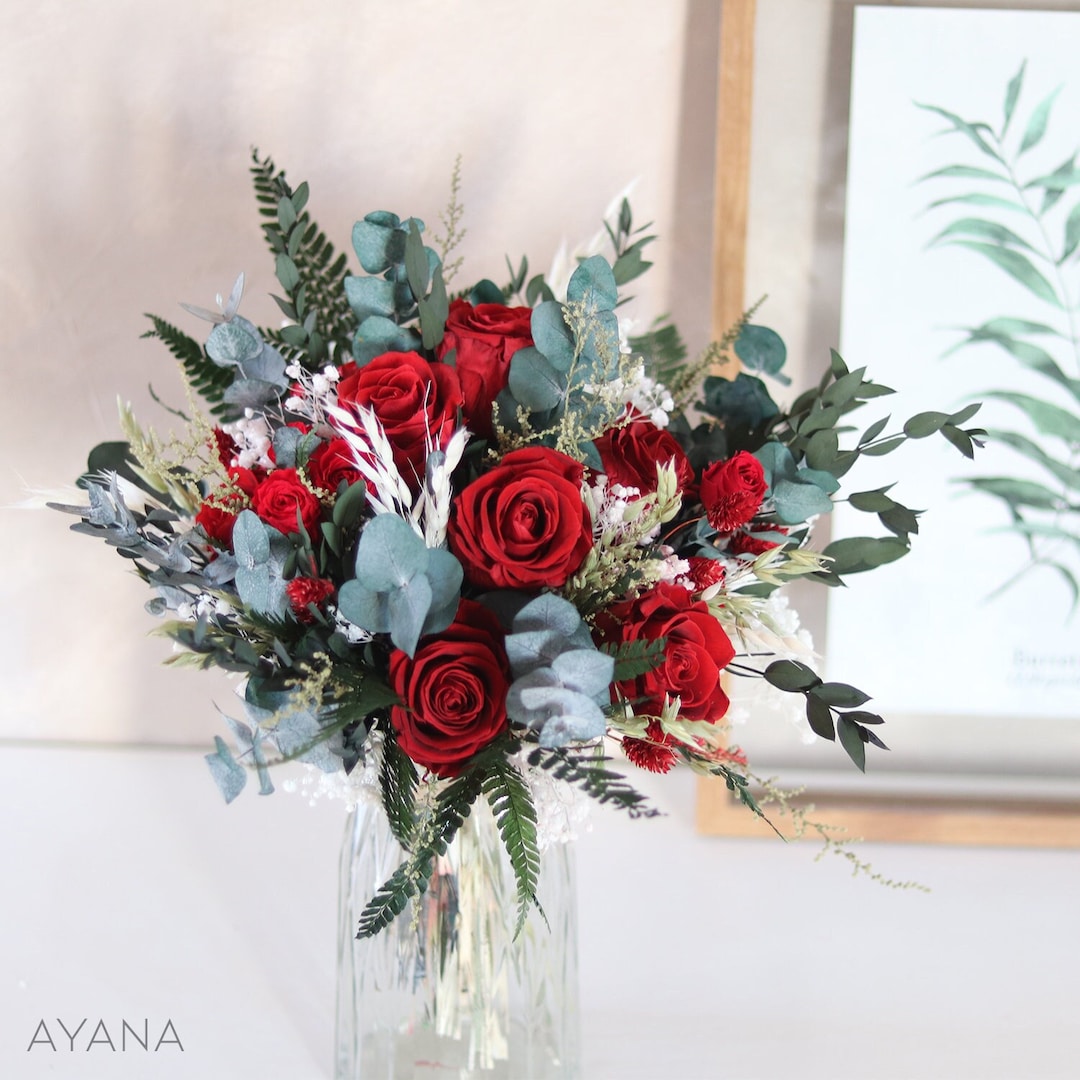 Bouquet MONACO Eternal Red Roses, Eco-responsible Bouquet for Home ...