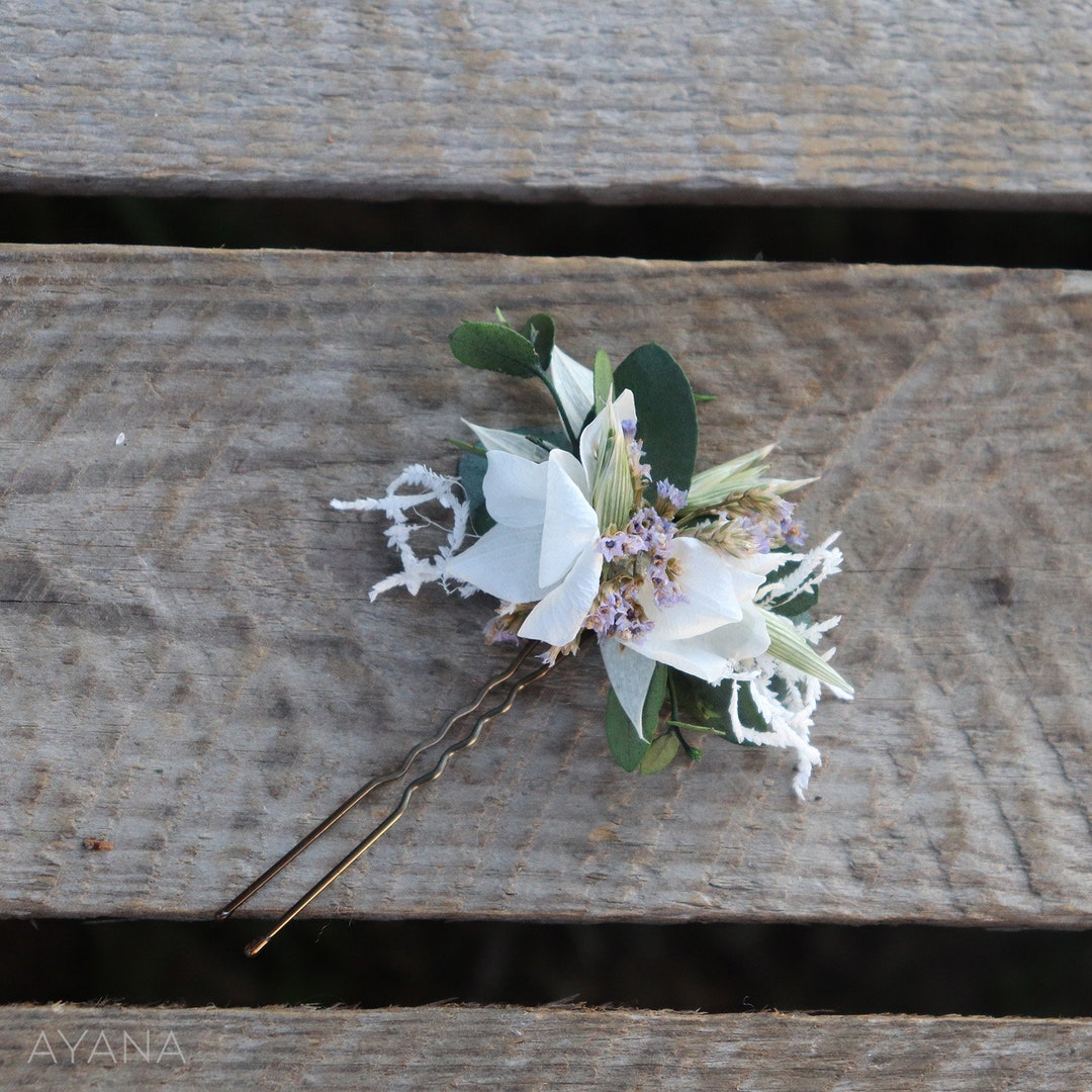 Hairpin GARANCE , Bohemian Wedding Hair Accessory Dried and Preserved ...