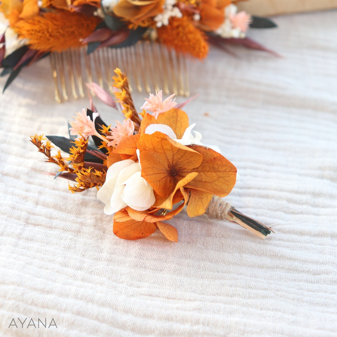 Buttonhole SOUHAIT Groom Accessory Dried and Preserved Flowers for Boho ...