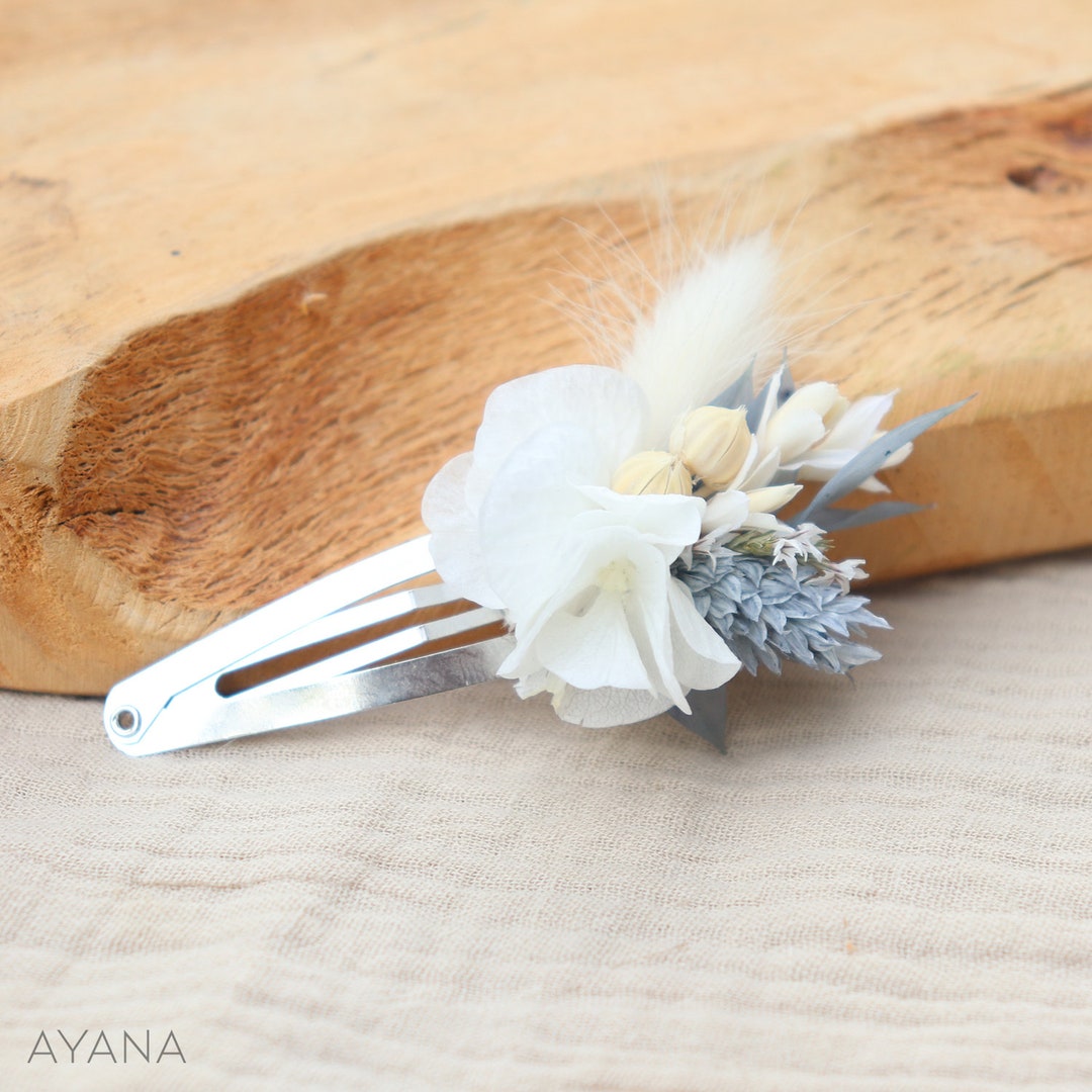 Hair Clip OCEANE Click-clack Style Made of Preserved Flower for Child ...