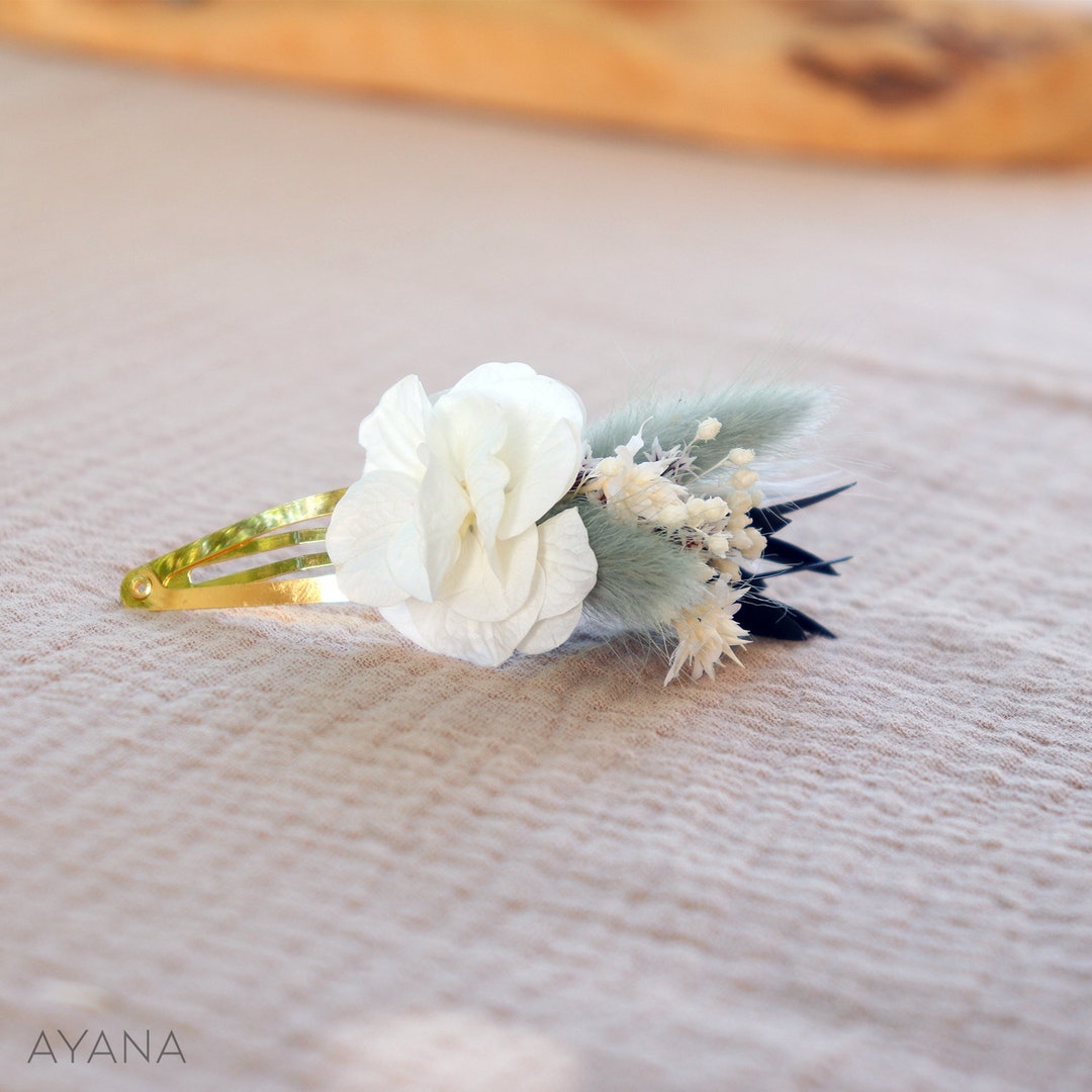 GIULIANA Click-clac Style Hair Barrette Dried Flower for Children and ...